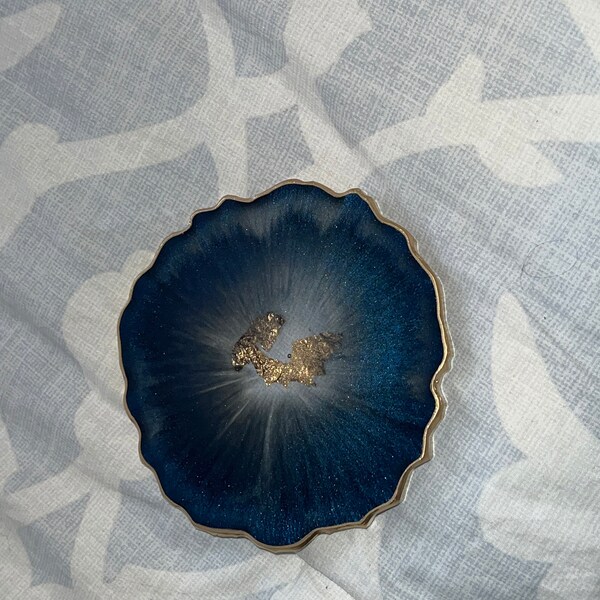Deep Navy and Gold Coaster Sets, Large Coasters, Circular Coasters With ...