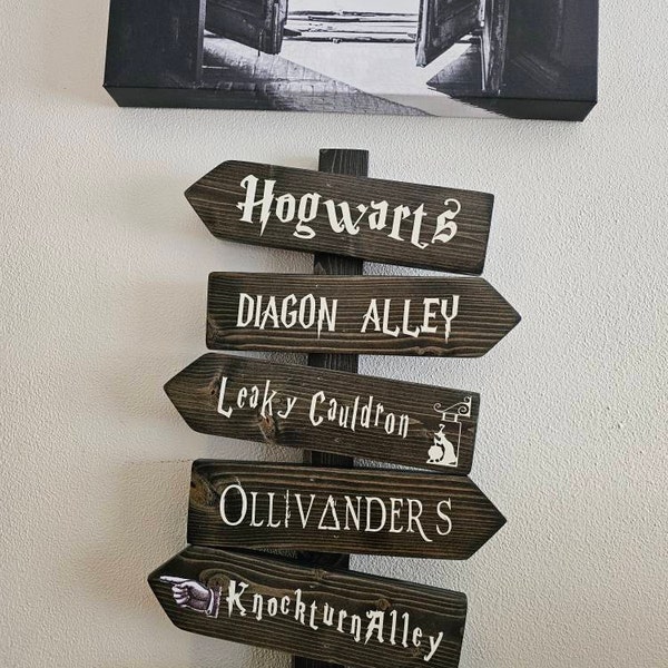 Storybook Directional Wood Decor Sign, Custom Witch & Wizard Halloween ...