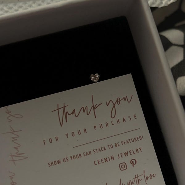 Titanium Cz Heart Push Pin Labret, Threadless Flat Back Earrings ...