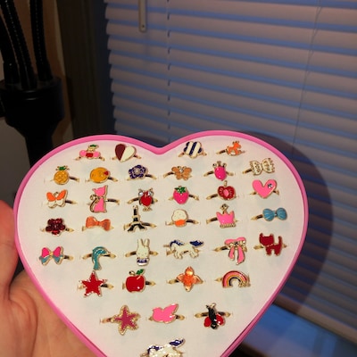 36pcs Little Girl Adjustable Rings in Box, Kids Jewelry Rings Set With ...