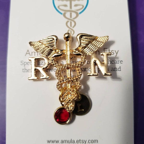Personalized Gold RN Nurse Pin Nursing School Graduate Registered Nurse ...