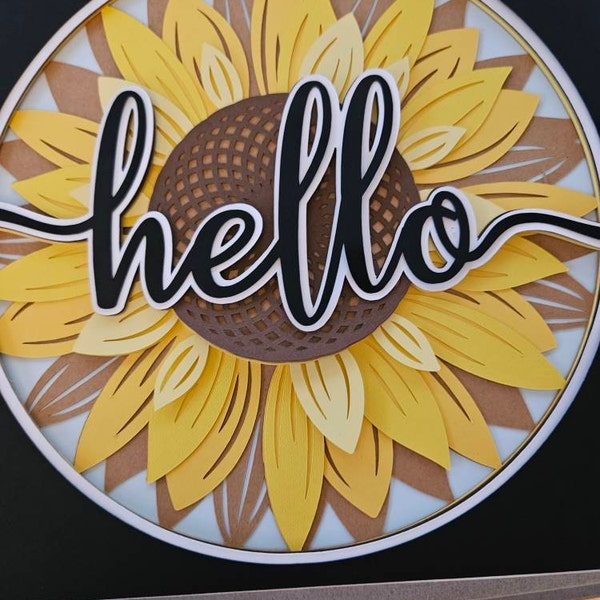 3D HELLO Sunflower SVG - Layered Shadow Box Svg - for Cricut - for ...