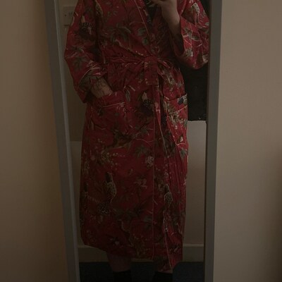 Pink Bird Ofmd Robe, Indian Soft Cotton Kimono, Bridesmaid Robe, Kimono ...