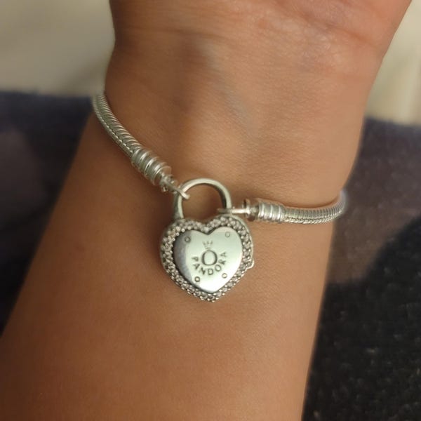 Authentic Pandora Bracelets, Pandora Silver OPEN BANGLE With Silicone ...