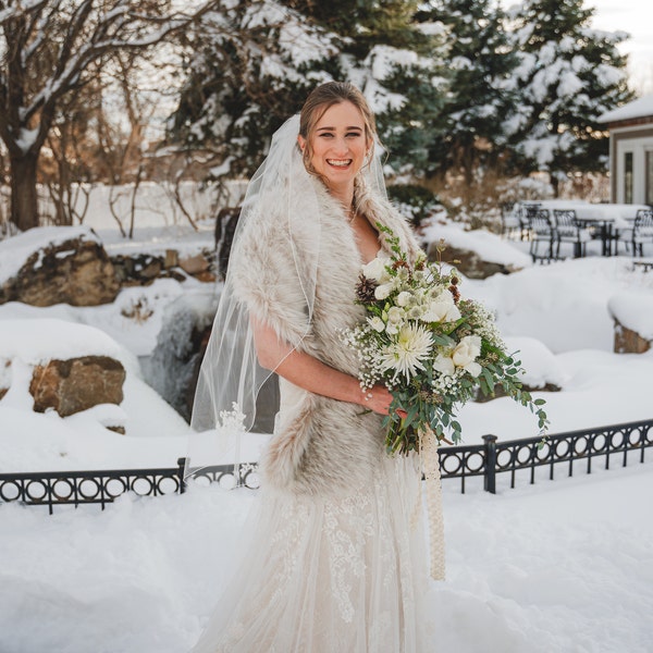 Blush Nude Faux Fur Bridal Wrap, Wedding Fur Shrug, Bridal Fur, Fur ...