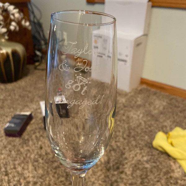 Just Engaged Personalized Champagne Glasses - Custom Engraved ...