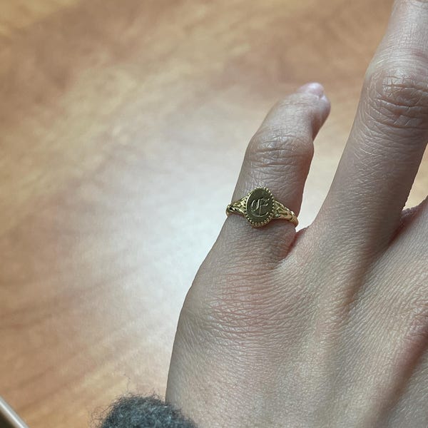 14K Gold Filled Signet Ring, Pinky Signet Ring, Old English Jewelry ...