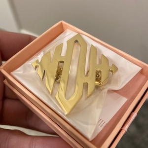 Gold Monogram Brooch, 3 Initials Monogram Brooch, Personalized Name Pin ...