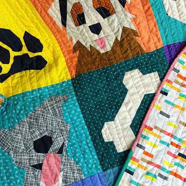 HAPPY PIT BULL Paper Pieced Block Pattern in Pdf, Quilt Block, Dog ...