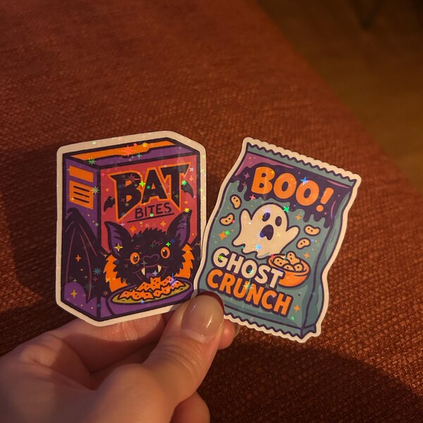 Spooky Snacks Holographic Stickers – Pastel Goth Halloween Vinyl Decals ...