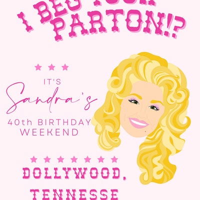 Dolly Parton Birthday Invitation Nashville Dolly Birthday - Etsy