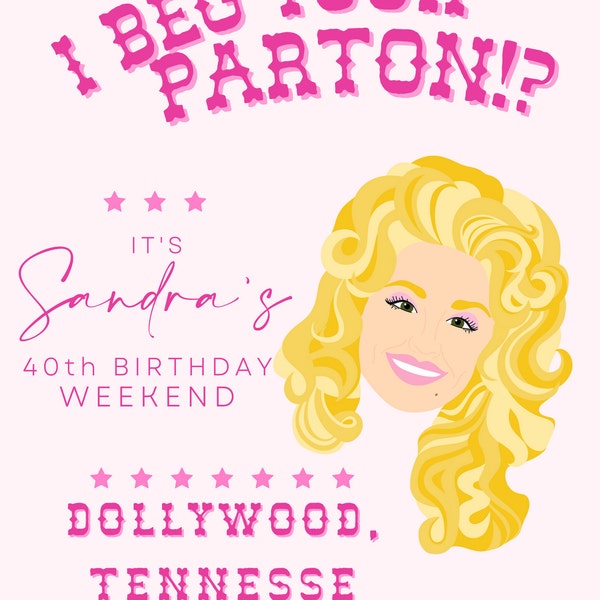 Dolly Parton Birthday Invitation, Nashville Dolly Birthday Invite ...