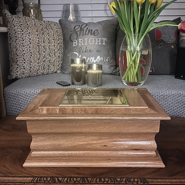 Double Adult Solid Oak Plain Urn/casket for Burial/cremation. Free ...