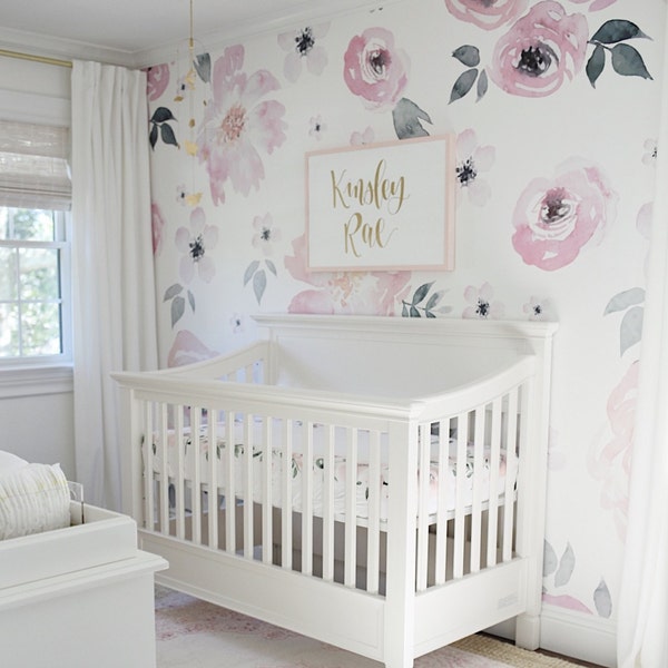Nursery Name Sign, Framed Over the Crib Sign, Baby Name Sign, Girl ...