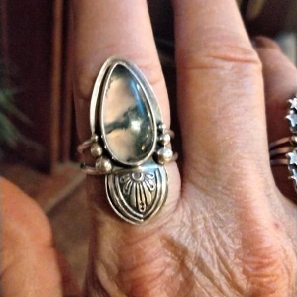 Rare Great Lakes Thomsonite Beach Themed Sterling Silver Ring Size 8 ...