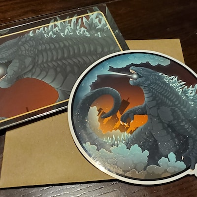 Godzilla King of Monsters 5 Inch Vinyl Sticker & Kaiju Collectable Card ...