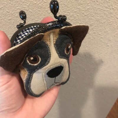Boxer Dog Purse, Boxer Coin Purse, Dog Purse, Felt Dog Metal Frame ...