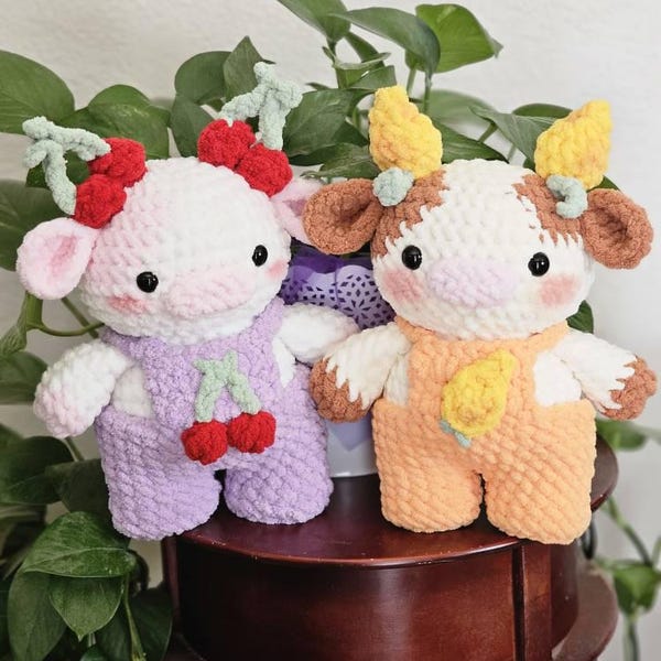 10-in-1 Fruit Cows Crochet Pattern Bundle (amigurumi Highland Cow ...