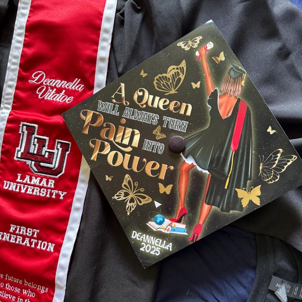 Personalized Graduation Cap Topper Black Girl, Custom Black Queen Grad ...