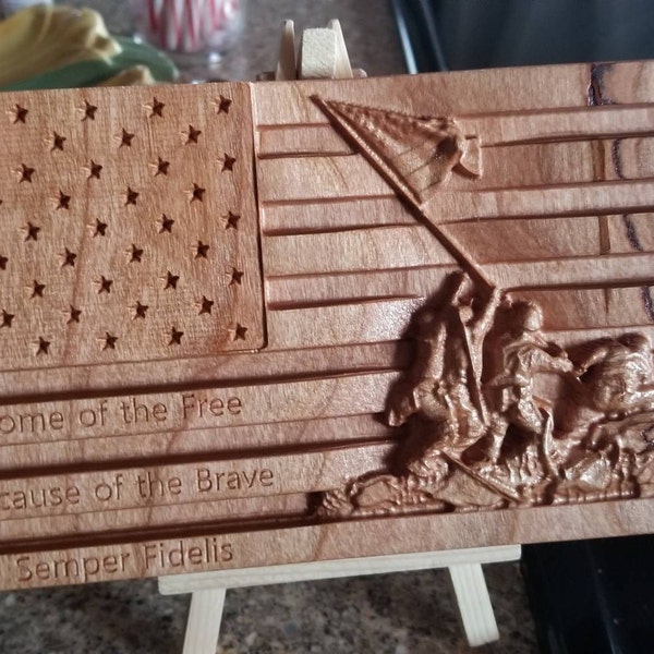 Wood American Flag USMC Wooden Flag USMC Iwo Jima Wood Flag Semper ...