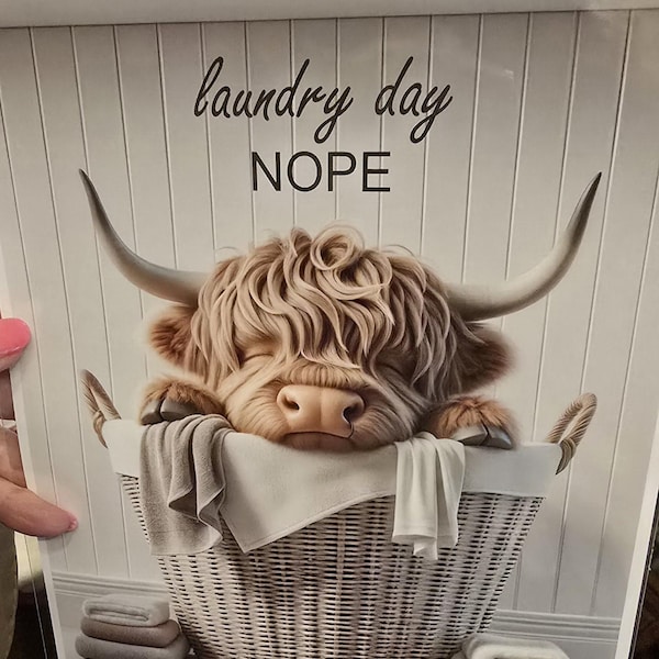 Highland Cow Laundry Room Print: Funny Animal Wall Art Unframed Print ...