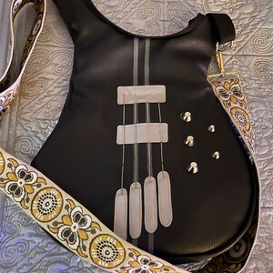 Unique Black Purse, Guitar Shaped Handbags Faux Leather, Handmade ...
