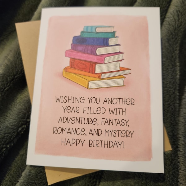 Another Year of Books | Cute Book Lover Birthday Card | Bookworm ...