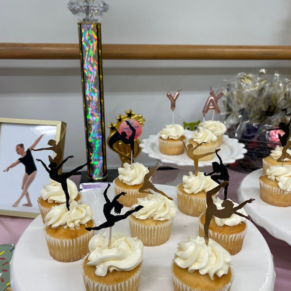 Set of 12 Dance Team Cupcake Toppers Lyrical Acro Pom Hip Hop Jazz ...
