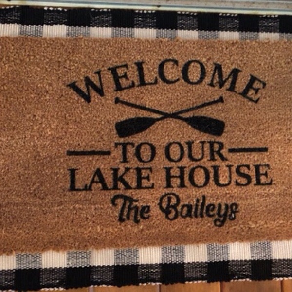 Welcome to Our Lake House Door Mat Custom Coir Doormat Personalized ...