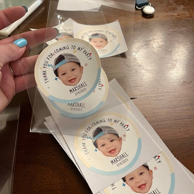 Kids Birthday Photo Stickers Custom Face Stickers Birthday Photo Favor ...