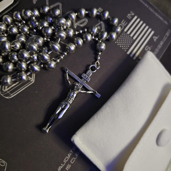 Miniature 9 Crusader Templar Red Cross Anglican Rosary. 6mm Stainless ...