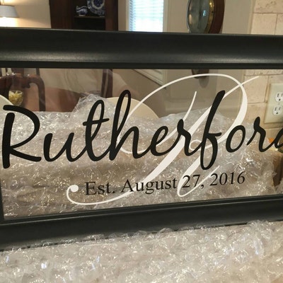 Personalized Glass Family Name Sign With Established Date 11x21 - Etsy