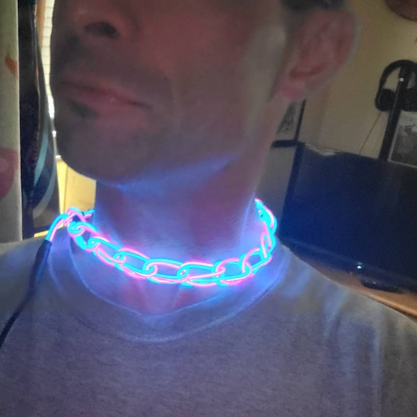 Light-up Glow Choker ™ -handmade EL Wire Necklace,outfit,braided,edm ...