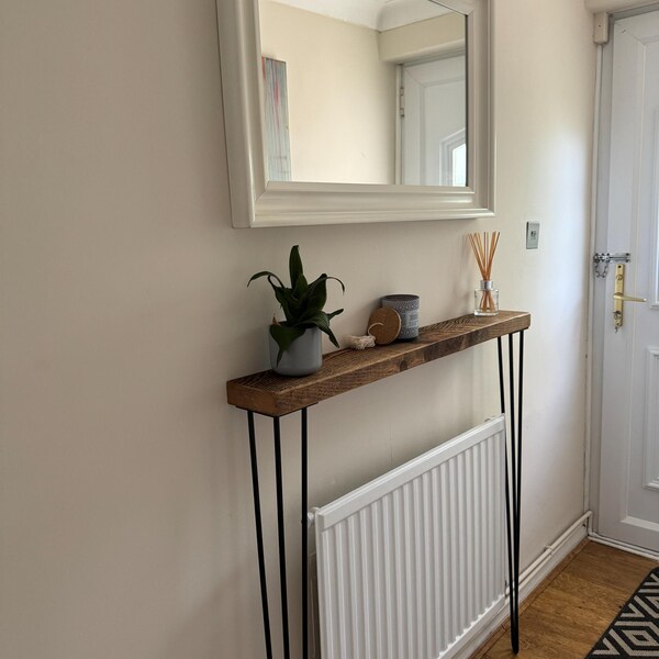Omni Rustic Console Table With Black 3 Pin Hairpin Legs. hallway Table ...