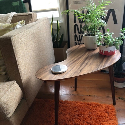 Mid-century Modern Side Table Walnut Kidney Bean Side Table - Etsy Canada