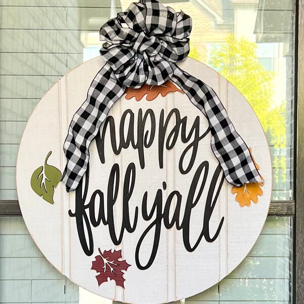 Front Door Decor, Happy Fall Y'all Door Sign, Fall Door Hanger, Autumn ...