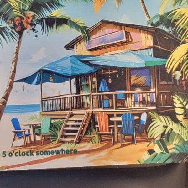 Framed Tropical Poster Jimmy Buffett Margaritaville Wall Art Caribbean ...