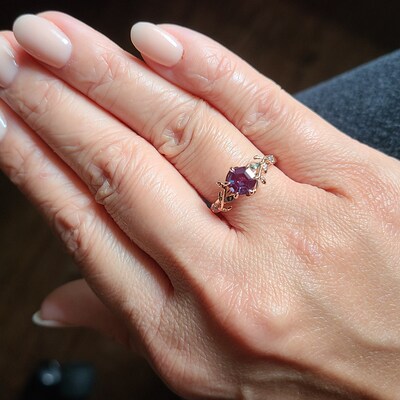 Twist Leaf Red Ruby Ring 1.25ct Pear Ruby Gemstone Jewelry 10K Rose ...