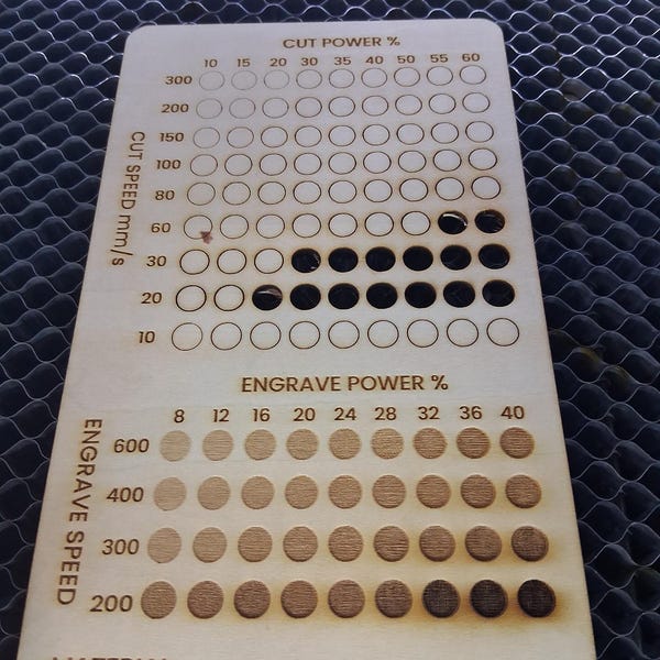 Laser Test Files | Material Test Card Lightburn | Cut & Engrave Test ...