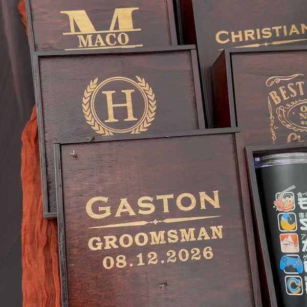 Groomsmen Gifts Box, Empty Personalized Groomsmen Gift Box, Wooden Gift ...