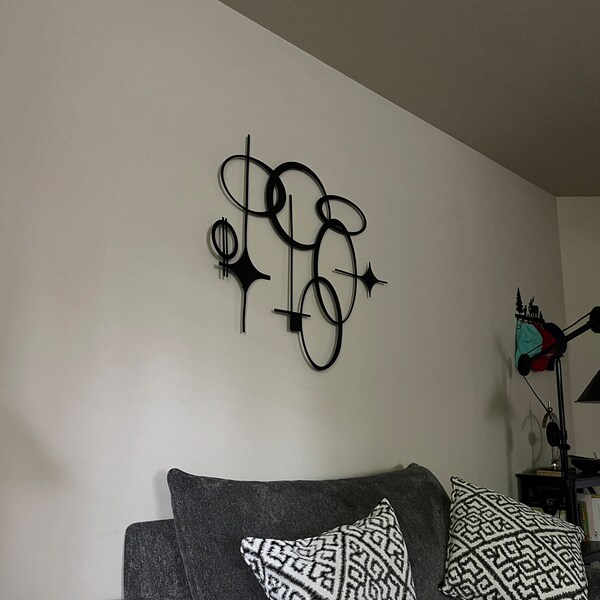 Black Wall Decor,metal Wall Art Abstract,golden Metal Wall Art Decor ...