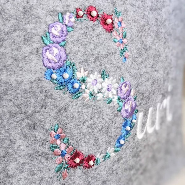 Machine Embroidery LETTER S Uppercase 9,6cm/3.80" Tall Dainty Floral ...