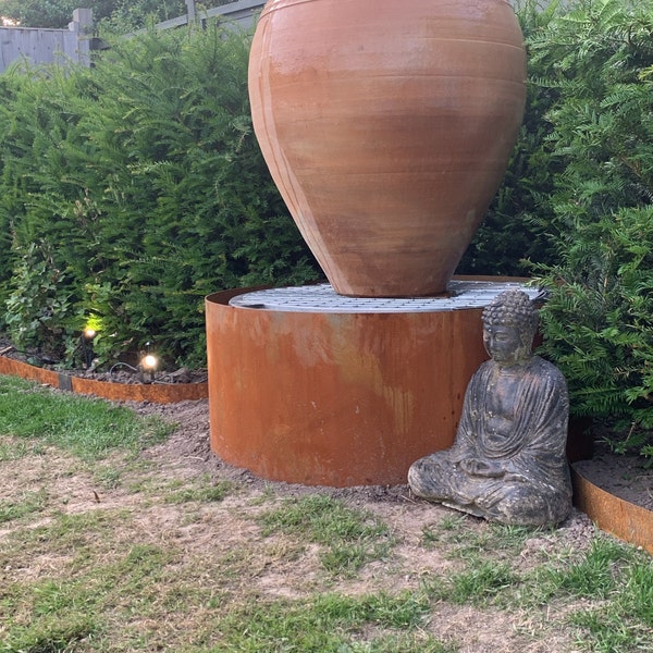 Corten Steel Raised Round Open Bottom Planter Beds - Etsy UK