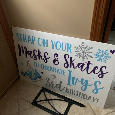 Ice Skate Birthday Yard Sign, Ice Skating Birthday Sign, Ice Skate ...