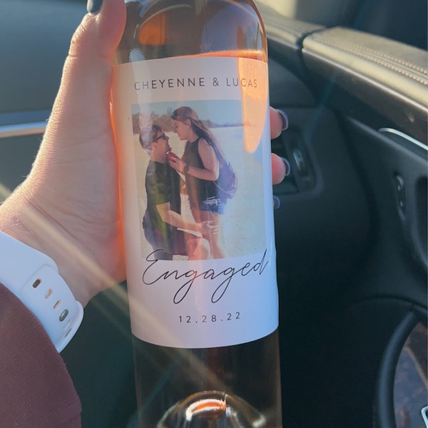 Custom Photo Label, Engagement Gifts for Couple, Newly Engaged Couple ...