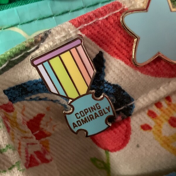 Coping Admirably Medal Enamel Pin Badge Adult Achievement Positivity ...