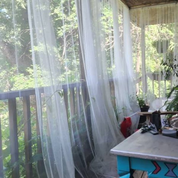 One (1) White Mosquito Netting Curtain Panel. 98" L X 110" W. Read ...