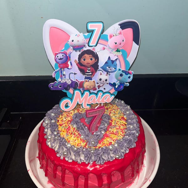 Personalised Gabby Dollhouse Cake Topper 3D With Name and Age - Etsy