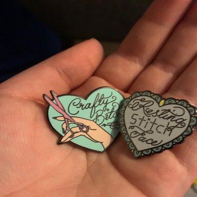 Resting Stitch Face Enamel Pin // Stitching Cross Stitching - Etsy