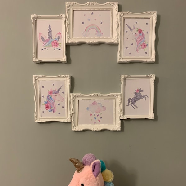 Unicorn Decor Posters Wall Art Prints Set Printable Kids Girls Bedroom ...